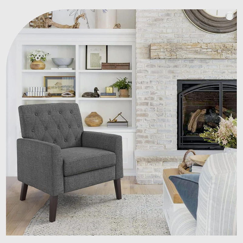 Grey linen accent chair store